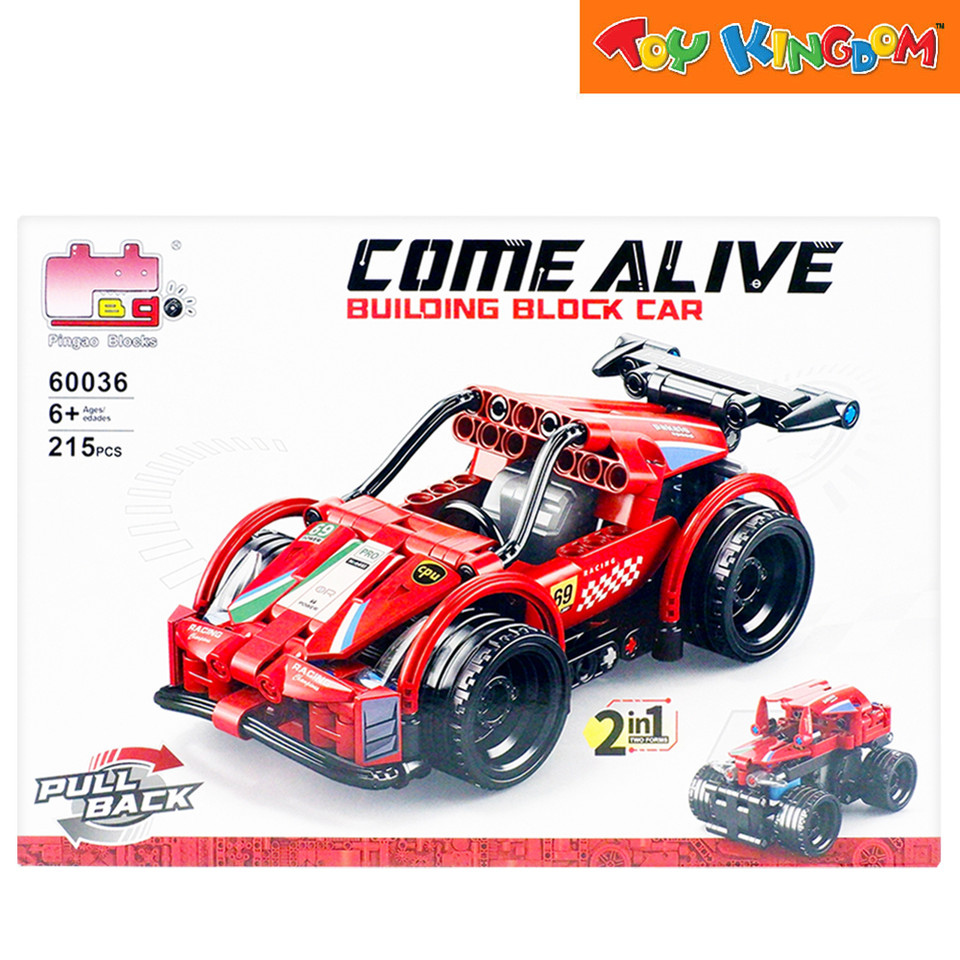 Pingao Blocks Come Alive 2-in-1 Racing Car Red 215 pcs Vehicle Building ...