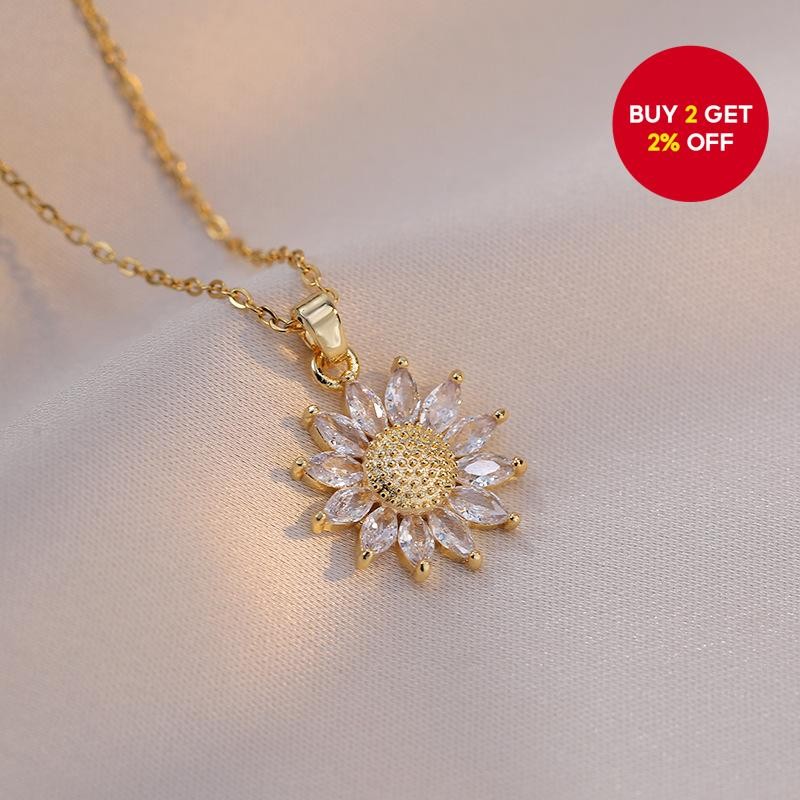 Sunflower Titanium Necklace Women Vintage Minimalist Layering Chain ...