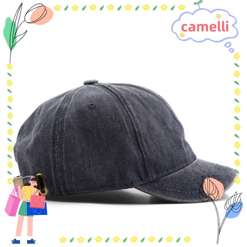 CAMELLI Peaked Cap, Adjustable Solid Color Baseball Cap, Fashion Short ...