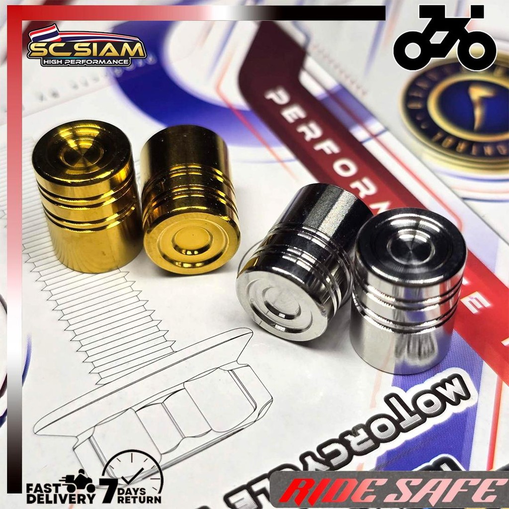 SC SIAM UNIVERSAL TIRE CAP STAINLESS CNC SILVER / GOLD PITO COVER ...
