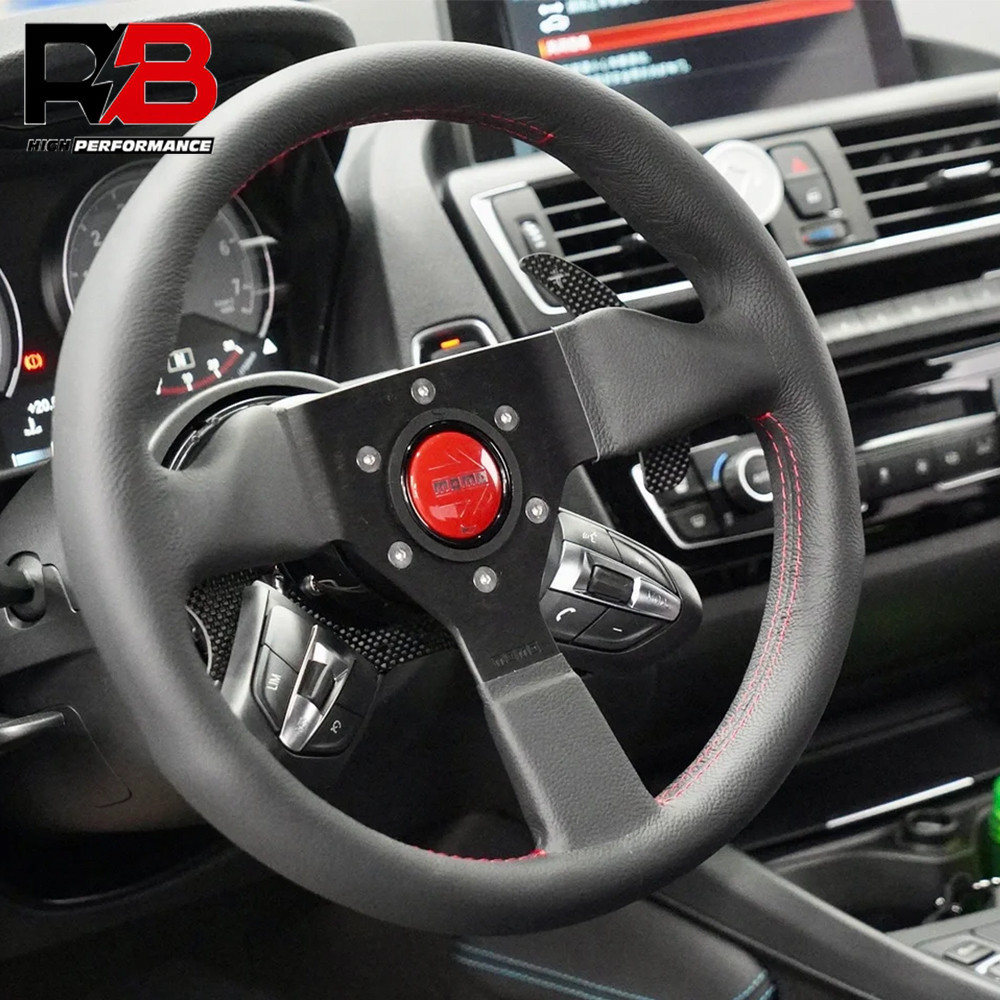 13 inch/320mm MOMO V2 Leather Racing Car Steering Wheel | Shopee ...