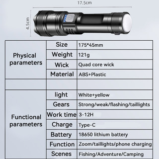 Super Bright Zoom LED Flashlight Rechargeabl Waterproof Outdoor Heavy ...