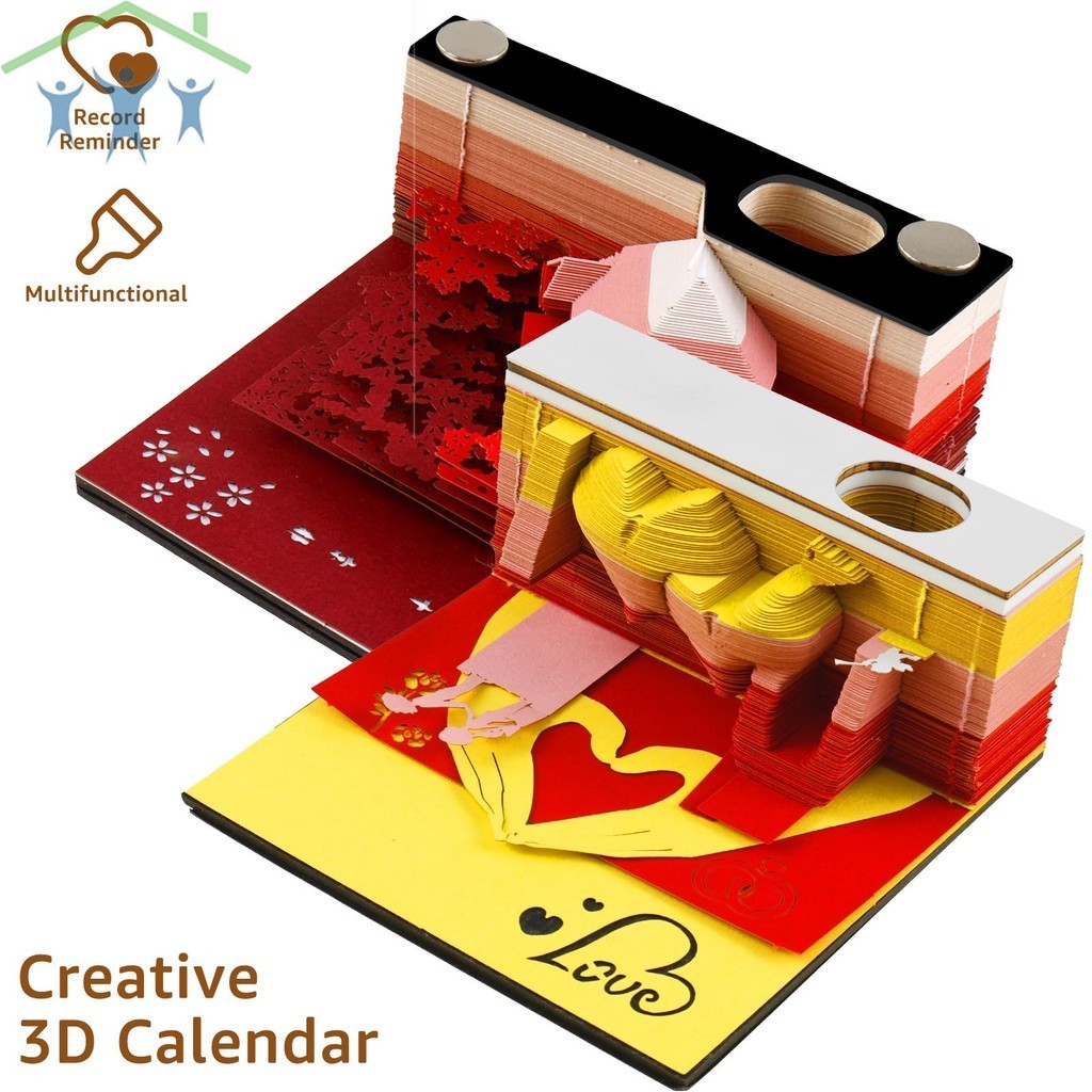 3D Memo Pad Creative LOVE/Temple 3D Desk Note Pad Tear-Away 3D Art Note ...