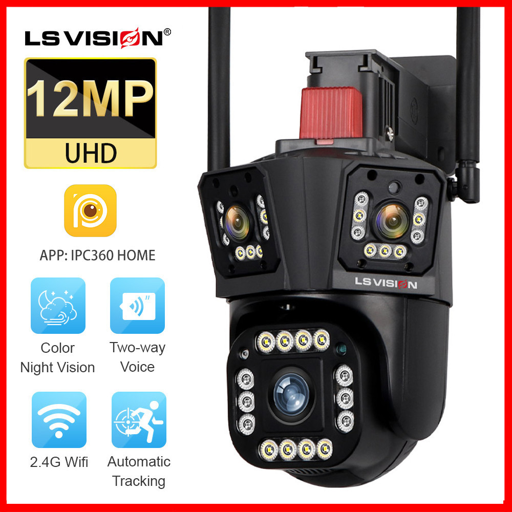LS VISION 6K 12MP Three Lens WIFI CCTV Camera Linkage PTZ Humanoid ...