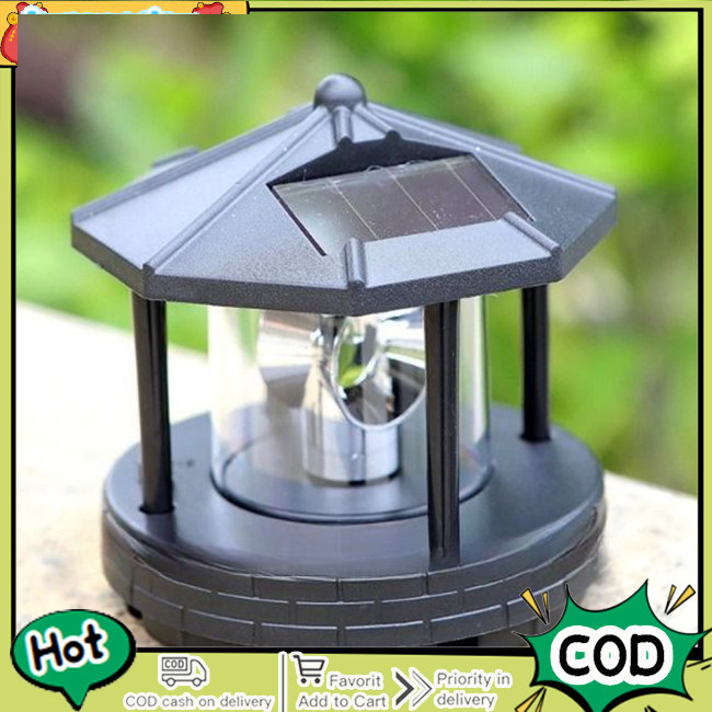 LED Solar Powered Lighthouse, Solar Lighthouse With Button Switch, 360 ...