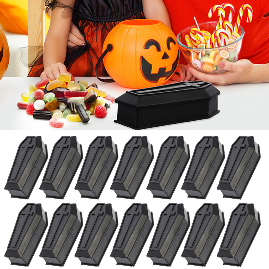 14 PCS Statue Mini Coffin Boxes Candy Treat Gift Box Black Plastic ...