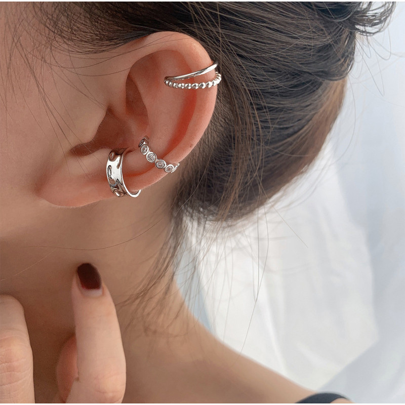 Zircon geometric ear clips, small number, heteromorphic double layer ...