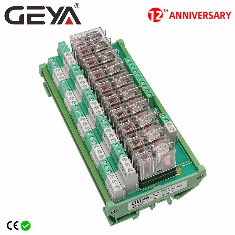 GEYA 2NG2R DPDT Relay 10 Channel Relay Module 2NO 2NC Plug in Relay 12V ...