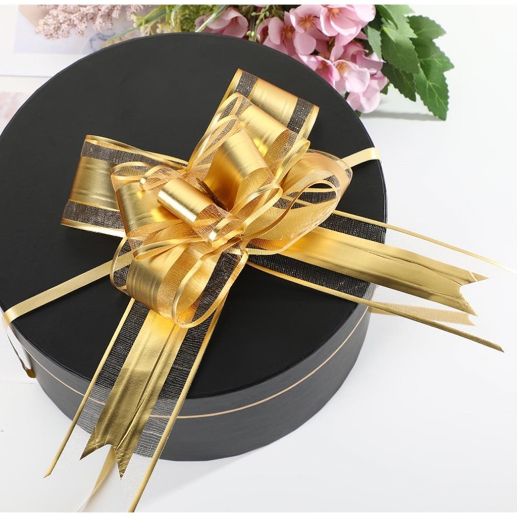 Happy Plastic Ribbon Golden Pull Bow Ribbon Bows Flower Ribbons Wrap ...