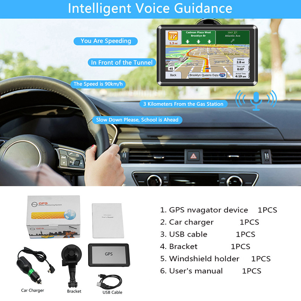5 Inch Car GPS Navigation 256MB+8G Portable Navigator Mini USB TF ...