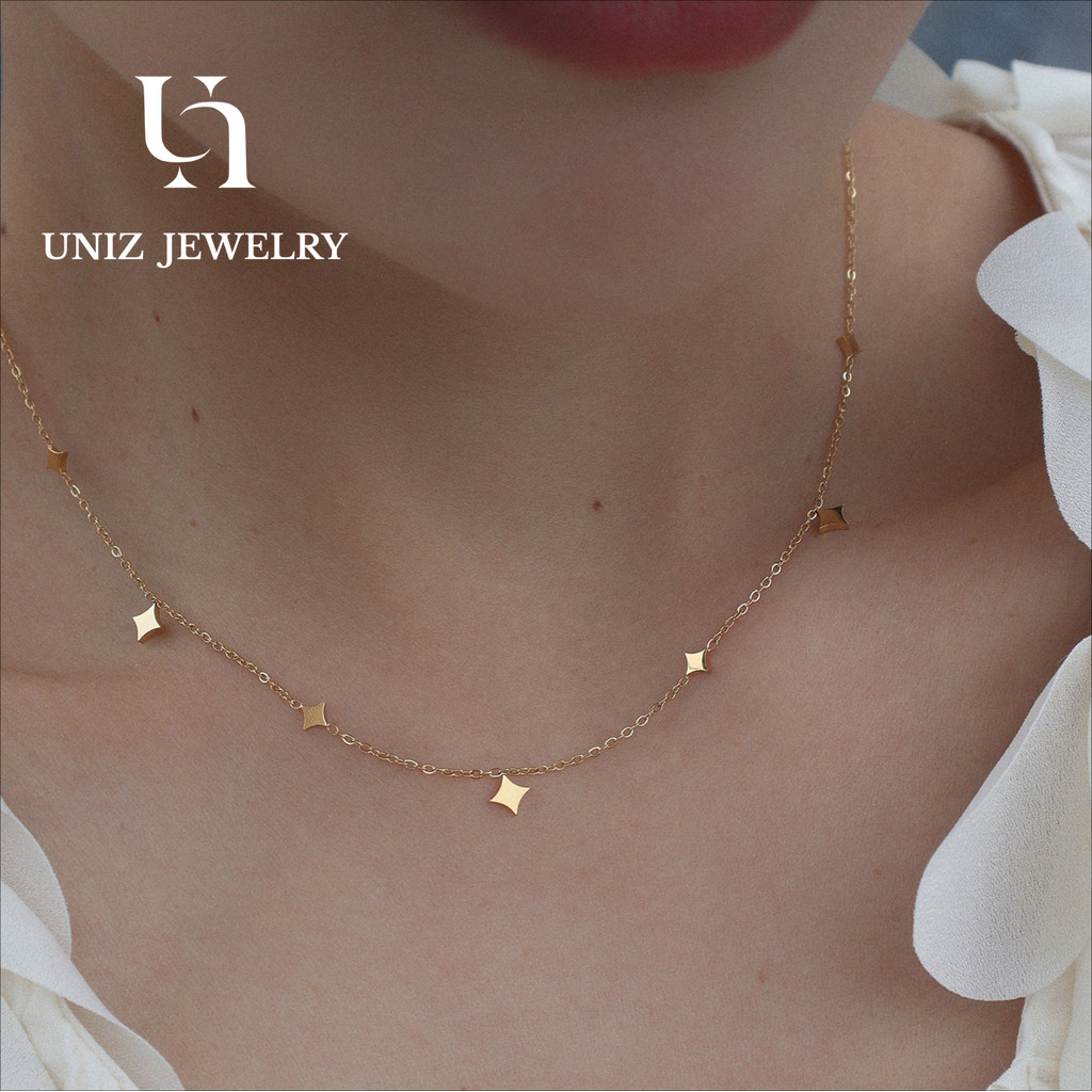 UNIZ 18K Non-tarnish Starlight Stacking Chain Necklace for Women ...