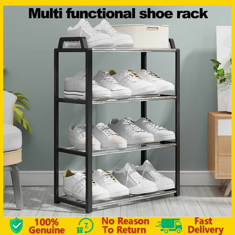 4 Tier Home Shoe Rack Simple Steel Pipe Multi-functional Storage Rack ...