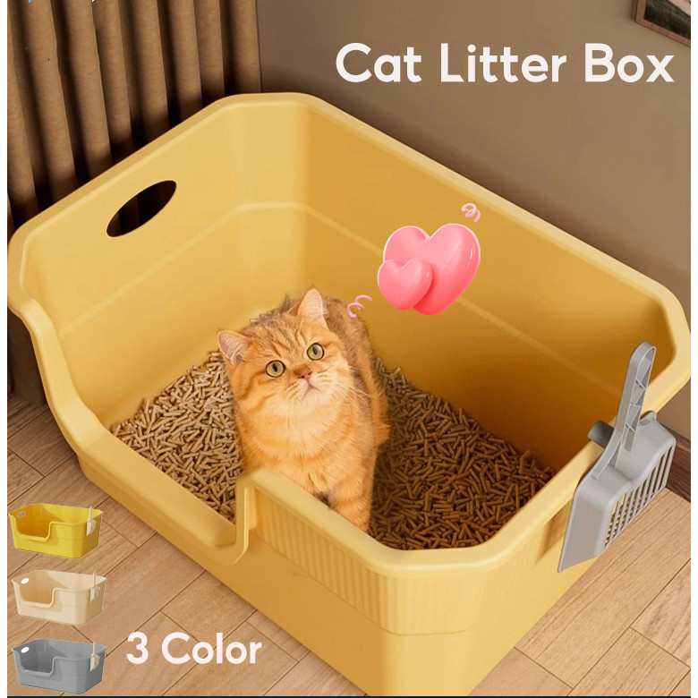 Cat Litter Box Large /Extra Large Splash Proof Cat Toilet Giant Open ...