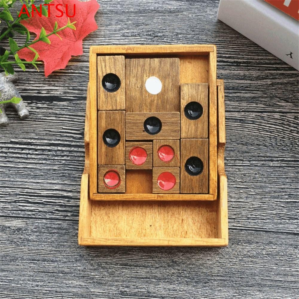 ANTSU Wooden Slide Escape Puzzle, Klotski Huarong Road Chinese Huarong ...