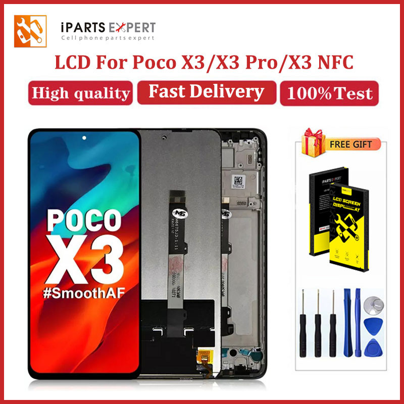 IPARTSEXPERT Original LCD for Xiaomi Poco X3 NFC LCD Touch Screen Digitizer With Frame Assembly ...