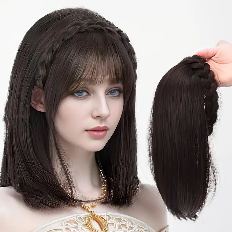 Hair Band Wig Synthetic Braided Hair Headband Extension Hairpiece ...