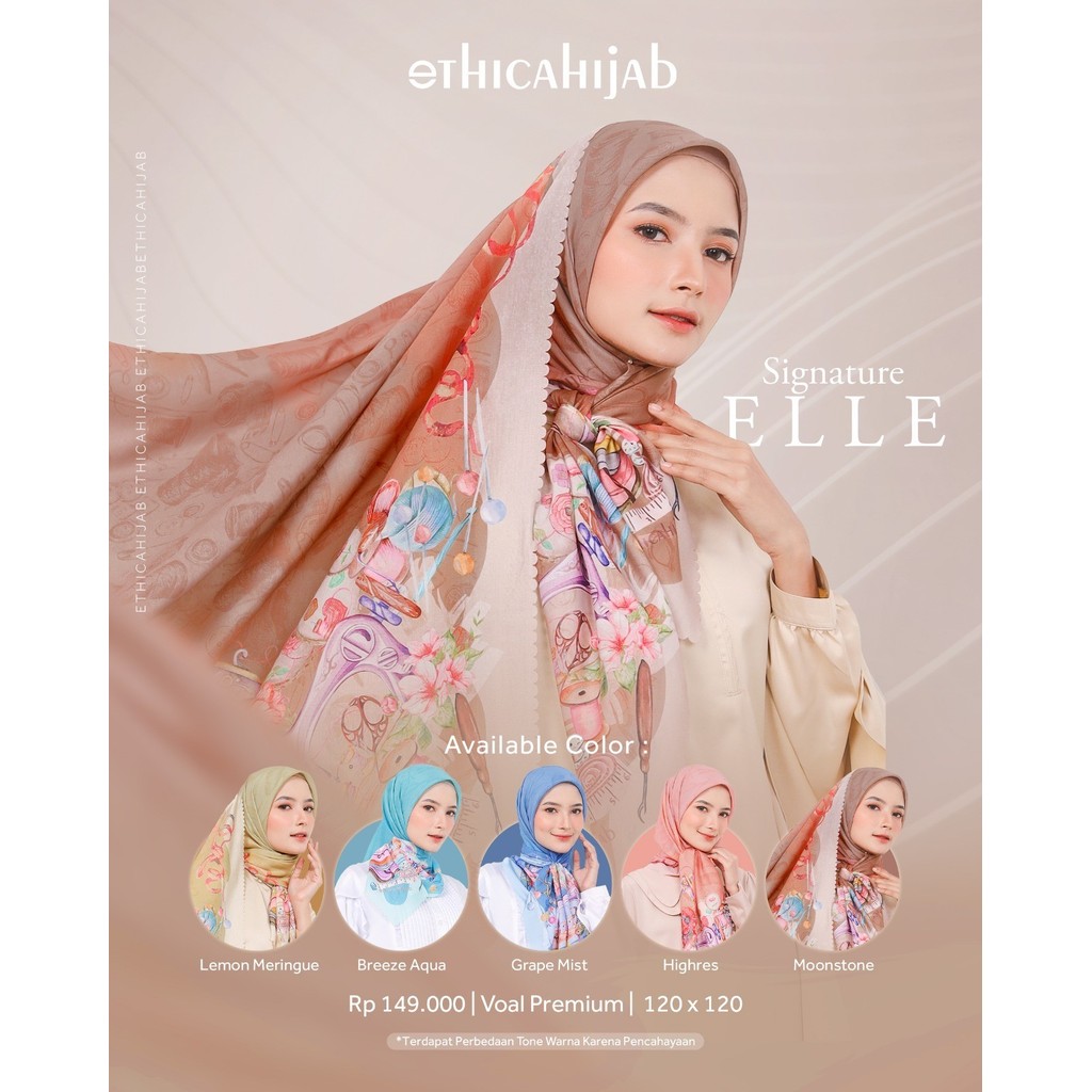 Hijab Square Motif Premium Signature Elle Scraf Motif Simple By Ethica ...