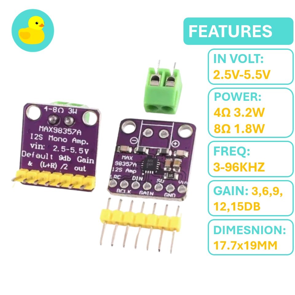 MAX98357 I2S Class D Mono Audio Amplifier Module with Class AB ...