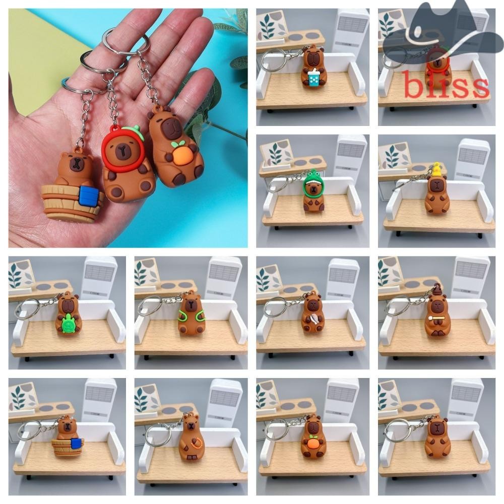 BLISS Capybara Key Ring, PVC Mental Cartoon Keychain, Funny Turtle Soft ...