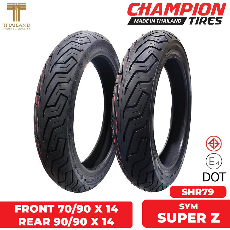 Champion Tubeless Tires Set for Kymco SUPER Z 125 70/90 X 14 & 90/90 X ...