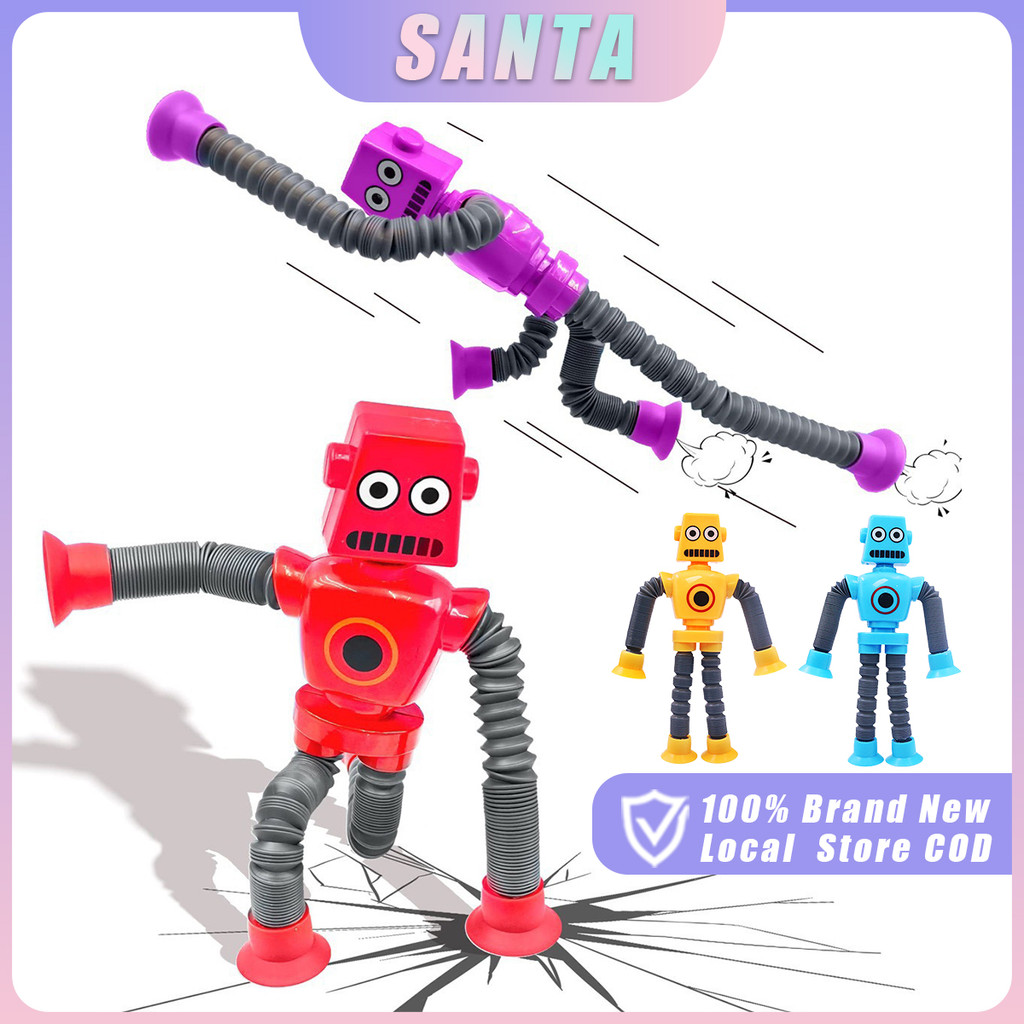 Robot Telescopic Suction Cup Toy Variable Light Stretch Suction Cup Toy ...