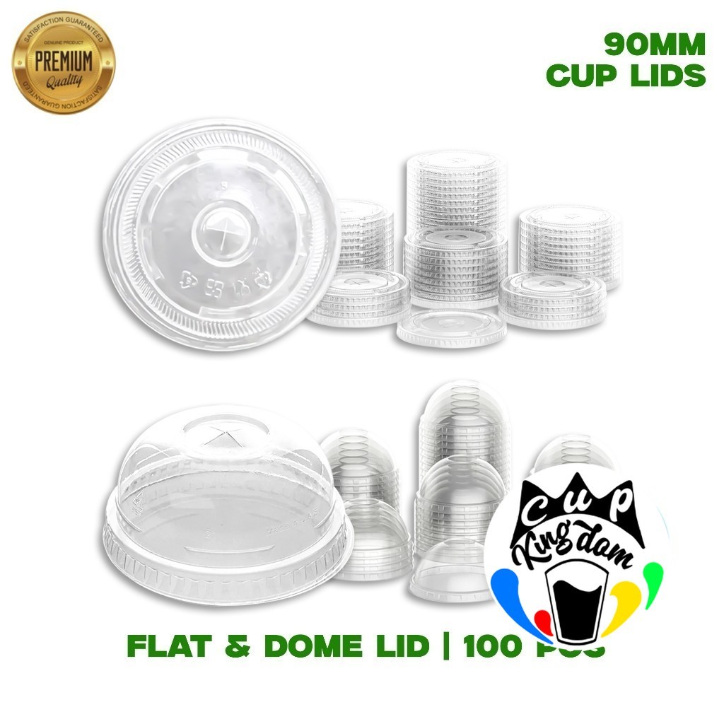 【100pcs】90mm 98mm Cup Lid Dome Flat Strawless Disposable Lids For ...