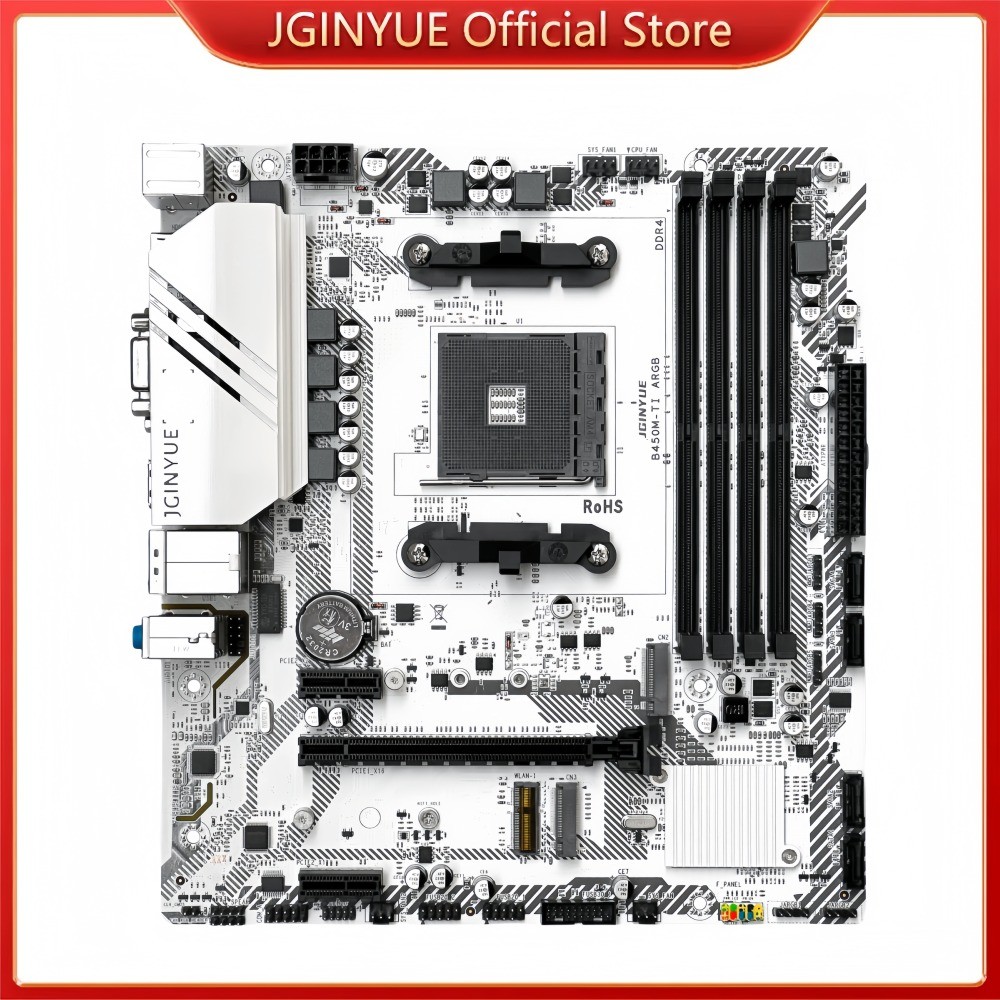 JGINYUE B450 ARGB AM4 Motherboard supports AMD Ryzen R3 R5 R7 1/2/3/4 ...