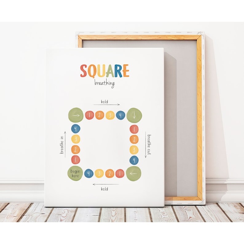 Square Breathing Poster Grounding Technique Calming Corner Counseling ...