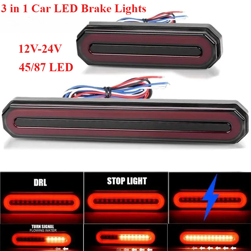 12V-24V 3 in 1 Car Brake Stop Tail Rear Lights 45/87 LED Turn Signal ...
