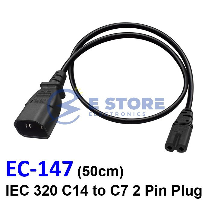 IEC 320 C14 to C7 2 Pin Plug AC Power Cable 50cm - EC-147/0.5M | Shopee ...