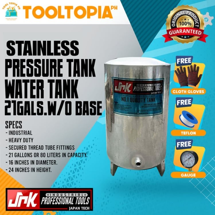 JRK Stainless Pressure Water Tank 21gals without base | Heavy Duty | W ...