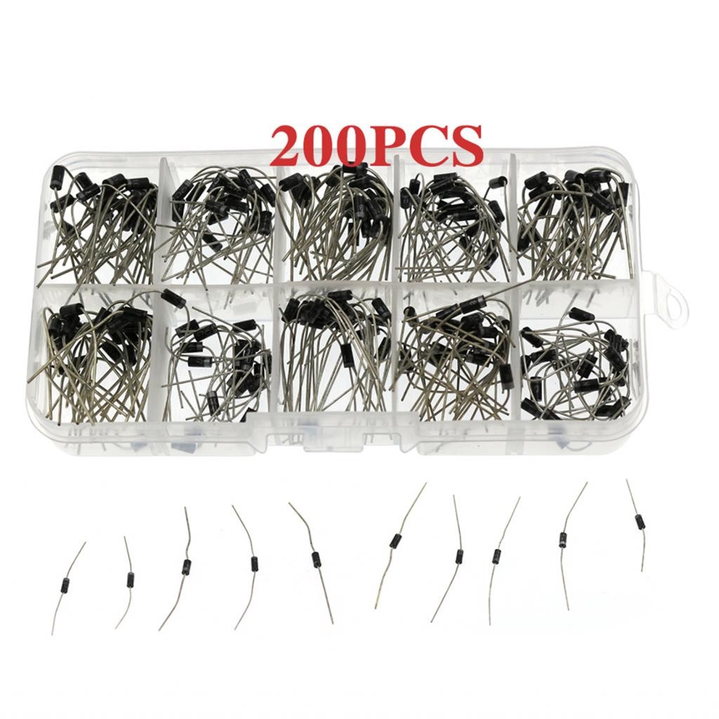 ooidshop-ph 200PCS Diode Assortment Kit 10 Values Rectifier/Schottky 1N4001-1N4007-1N5819 ...