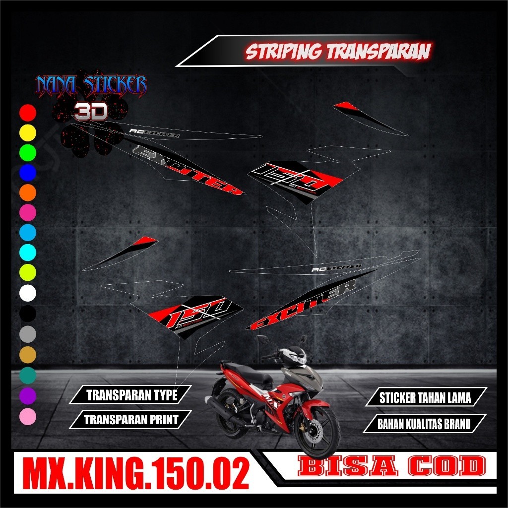 Mx KING 150 Transparent Striping Variation Sticker list body motor MX ...