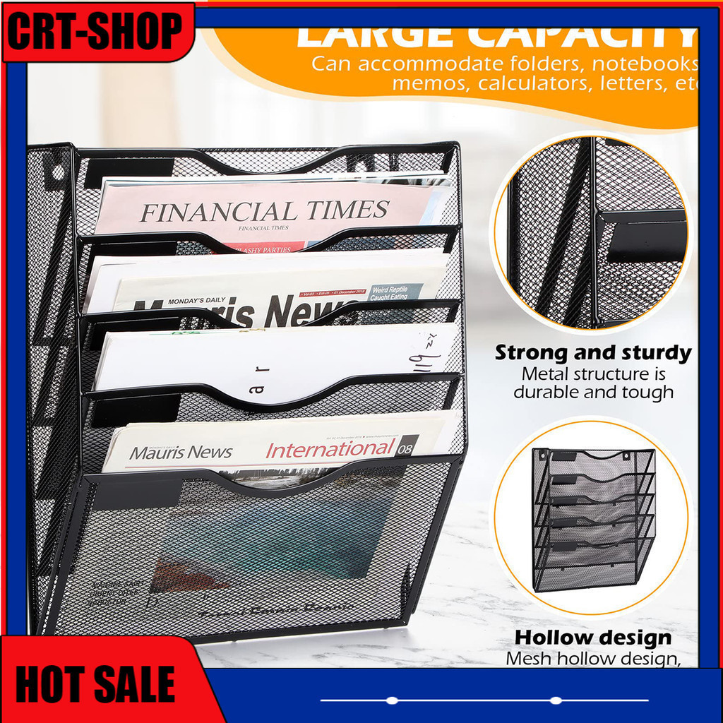 [CRT]5 Tier Wall Mounted Paper Rack Vertical File Rack Mesh Hanging ...