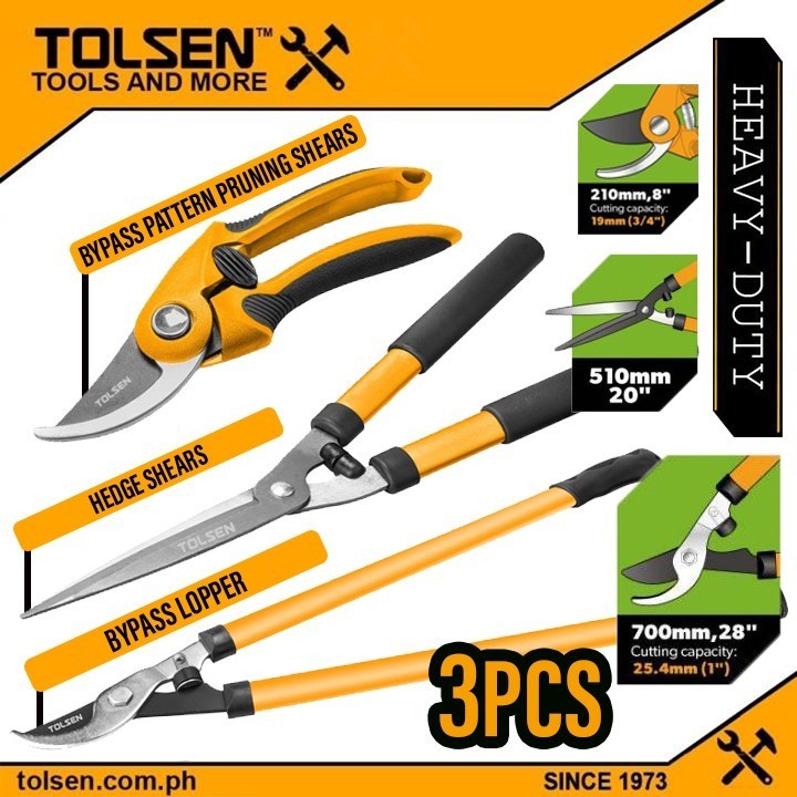 TOLSEN 3pcs Garden Shears Set (Lopper, Hedge Shear, Pruning Shear) PVC ...