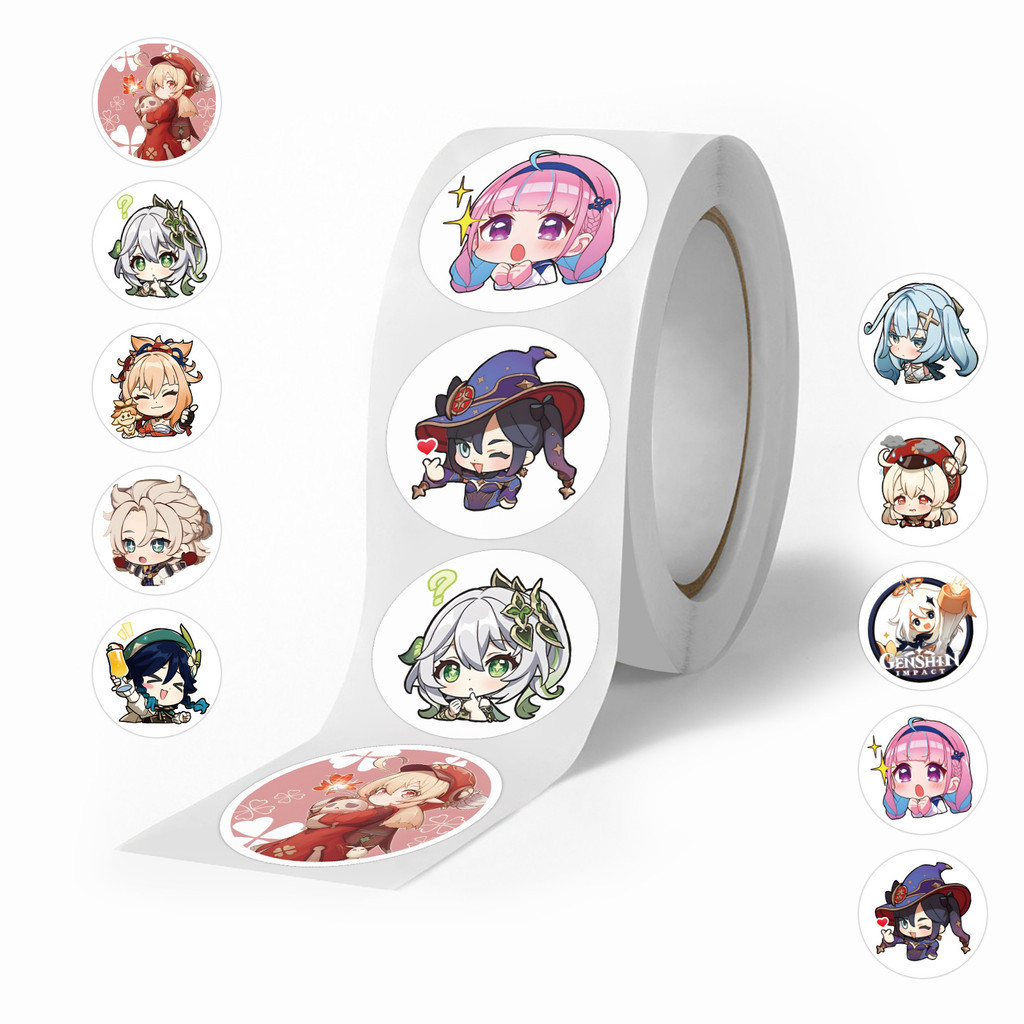 500 pcs 10 images Cute Genshin Impact Game Characters Stickers Roll ...