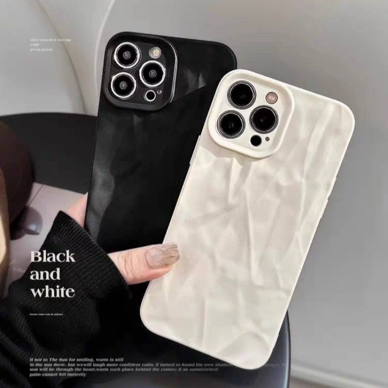 Fashion Simple Black White Solid Frosting Wave Silicone Soft Phone Case ...