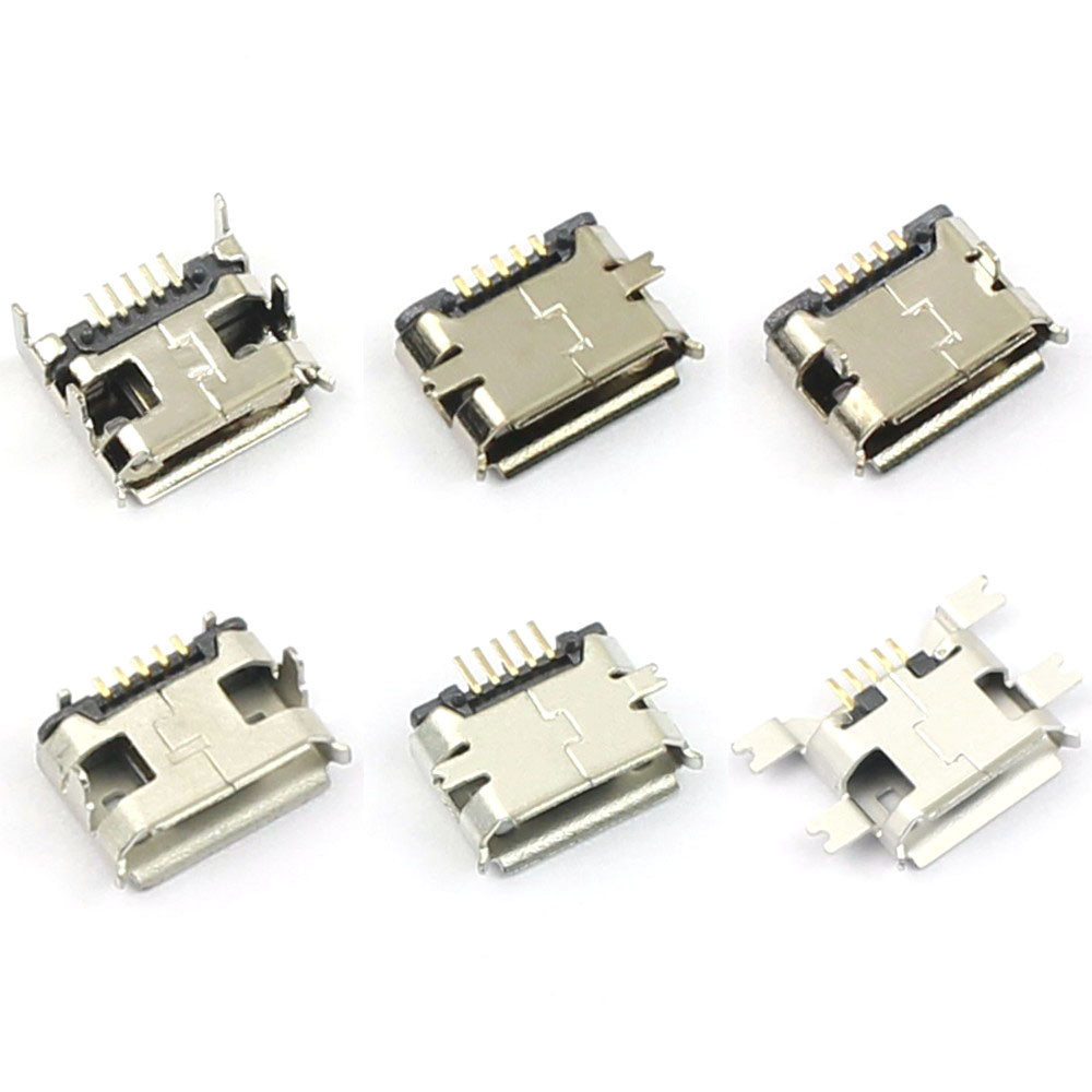 10pcs Micro USB Connector 5P Female SMD SMT DIP 5 Pin Type B Ejector 2 4 Legs Mount Jack ...