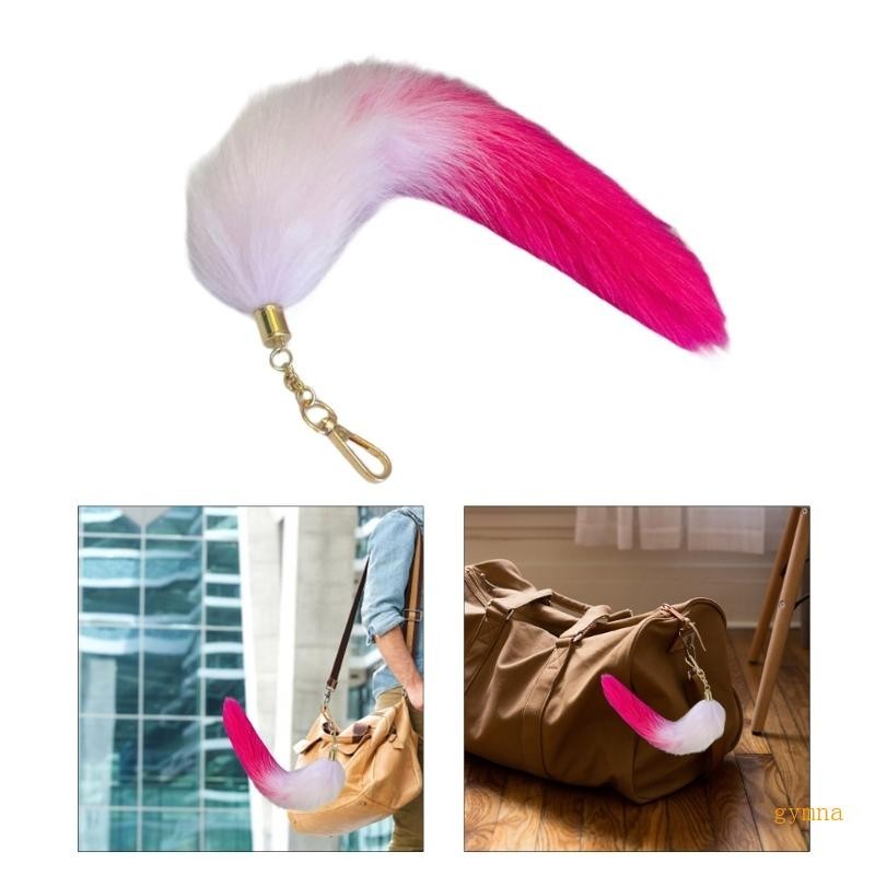 gy Plushs Keychain Squirrel Tail Couple Key Rings Colorful Phone Chain ...