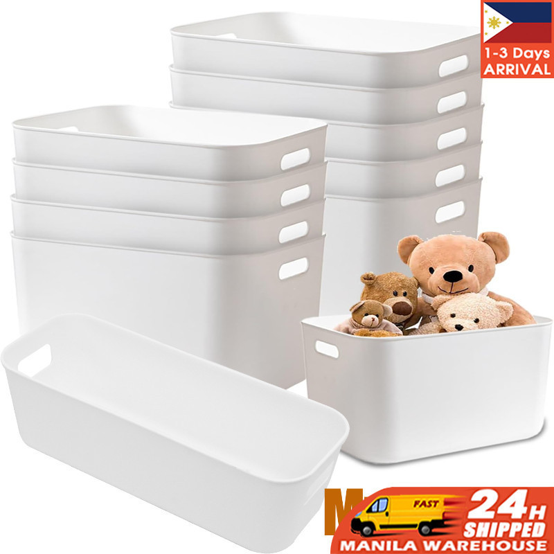 Plastic Storage Bins with Handle - Stackable Storage Baskets - Drawer ...