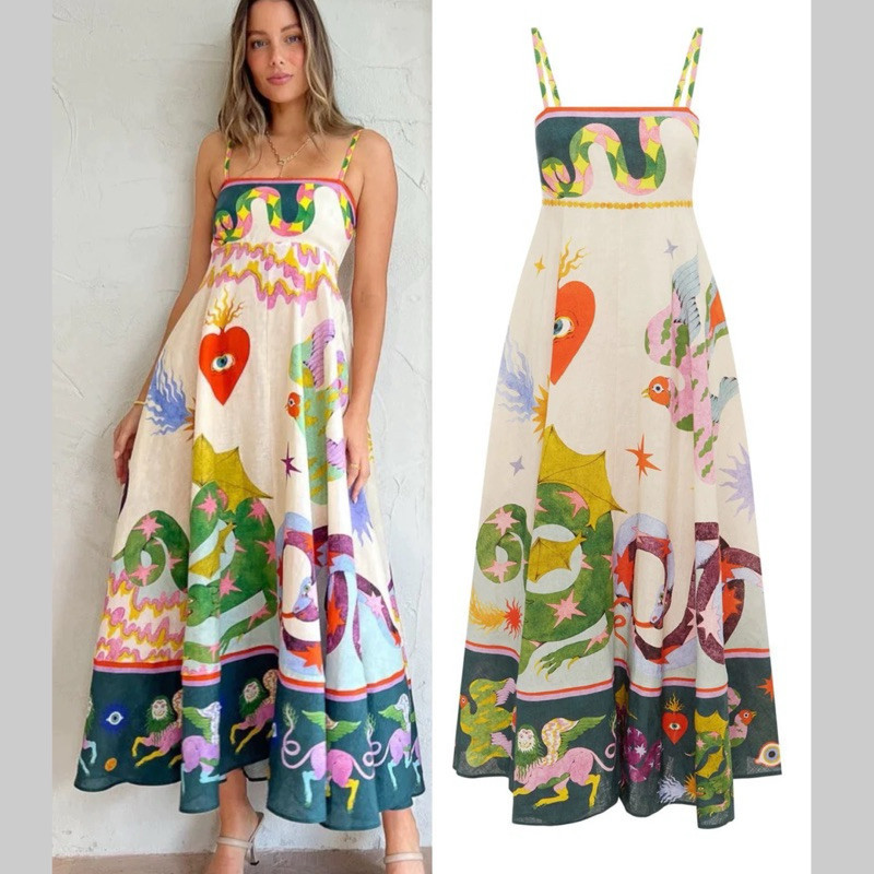 baao Bohomian Style Printed Cami Dress W/Smocked Back | Shopee Philippines