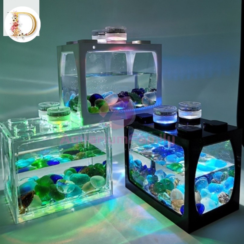 Fish Tank Betta Box Mini Aquarium Block Tank Betta Guppy Fish Tank ...