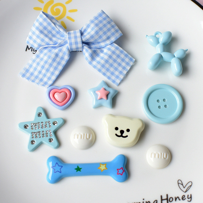 Dopamine Blue Star Ribbon Bear Jewelry Accessories DIY Cute Jibbitz for ...