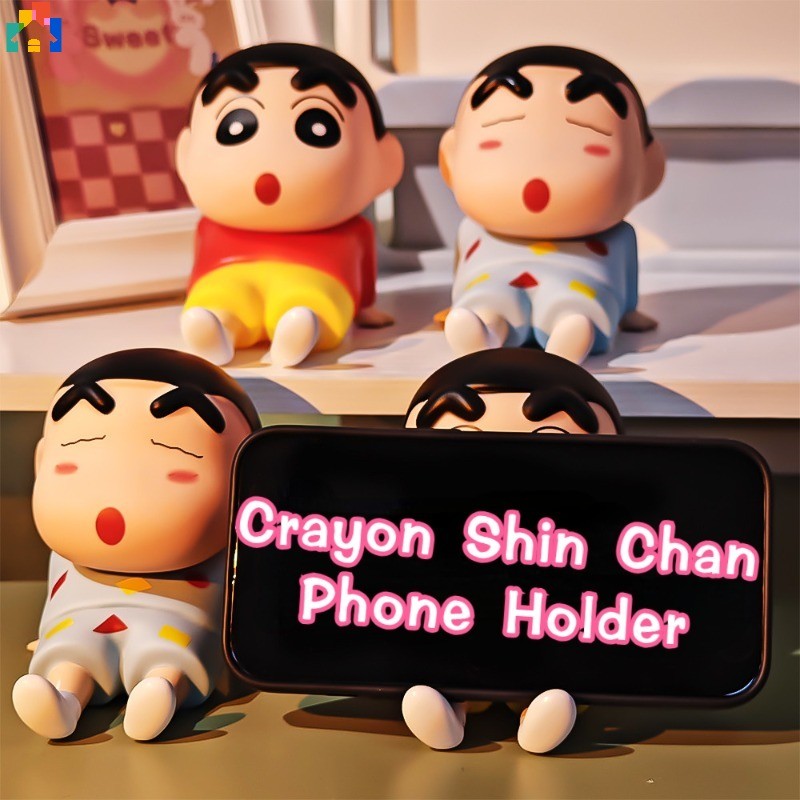 Crayon Shin Chan Figures Phone Holder Kawaii Anime Desktop Ornaments ...
