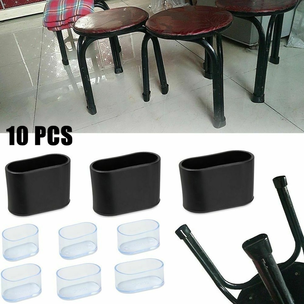 10 Pack Rubber Chair Leg Caps Oval Furniture Table Feet Protectors ...
