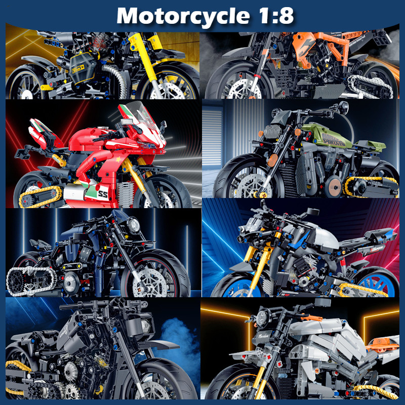Motorcycle series building block toys Ducati BWM Harley Yamaha 1:8 ...