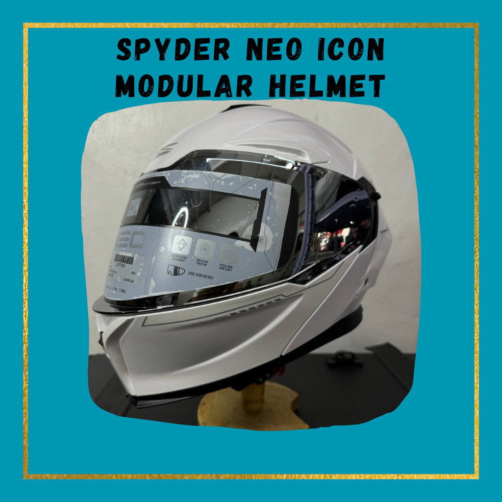 Spyder neo icon dual visor modular helmet gloss white | Shopee Philippines