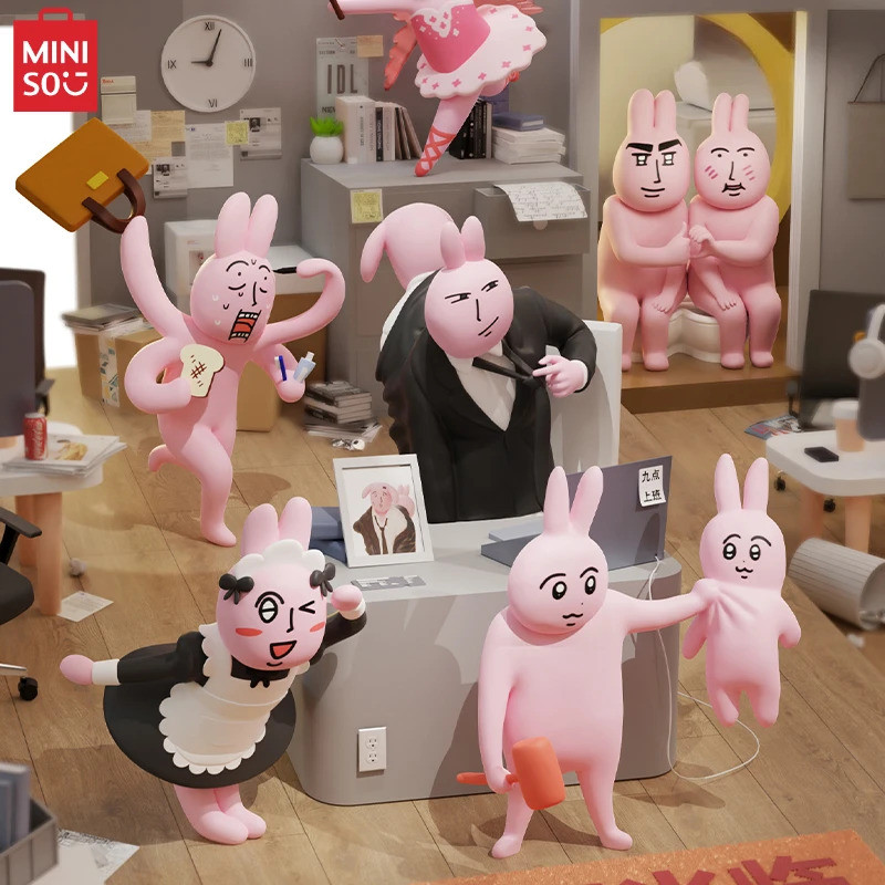 MINISO My Friends series Pink Rabbit Hand-made Blind Box Funny Children ...