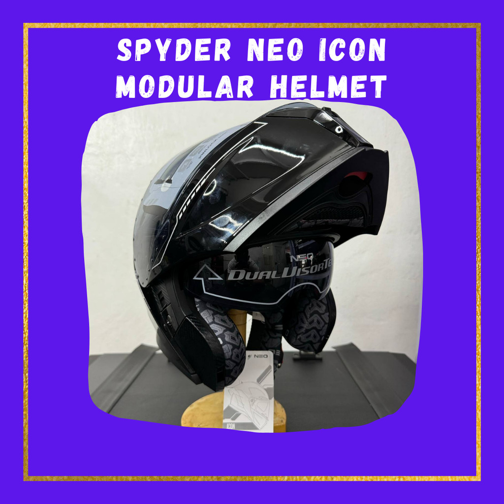 Spyder neo icon dual visor modular helmet gloss black | Shopee Philippines