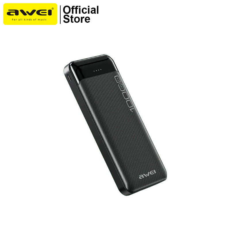 Awei P37K 10000mAh Power Bank 2.1A Dual Input Fast Charger Dual Output ...